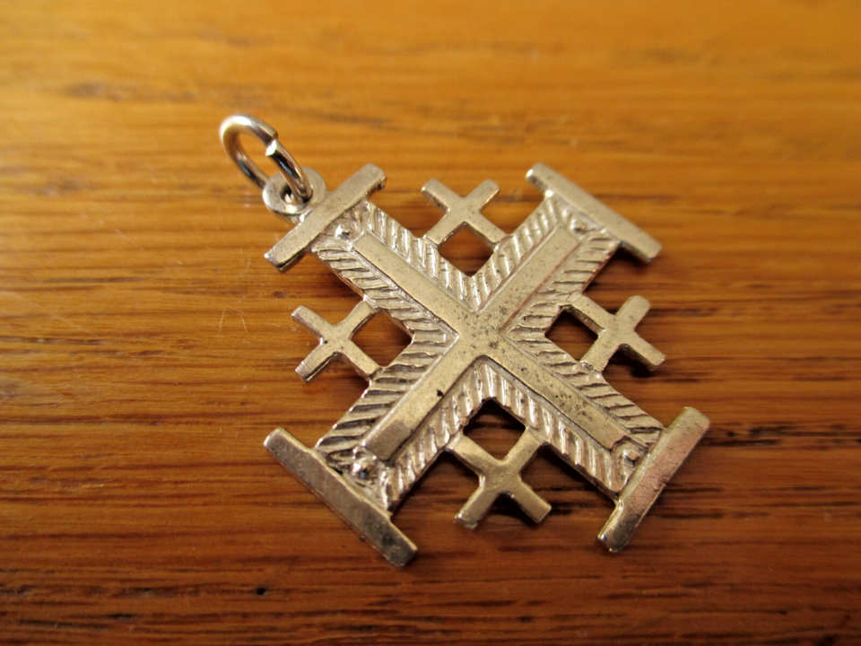 Grand pendentif croix de Jérusalem croisés en argent sterling fabriqué ...
