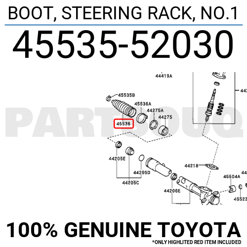 4553552030 Genuine Toyota BOOT, STEERING RACK, NO.1 45535-52030 | eBay