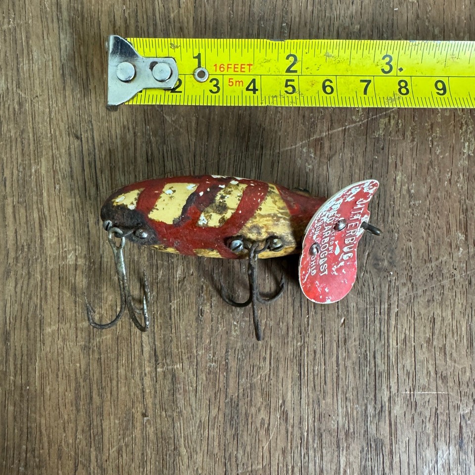 Fred Arbogast VINTAGE Jitterbug WOOD double treble hook fishing lure | eBay