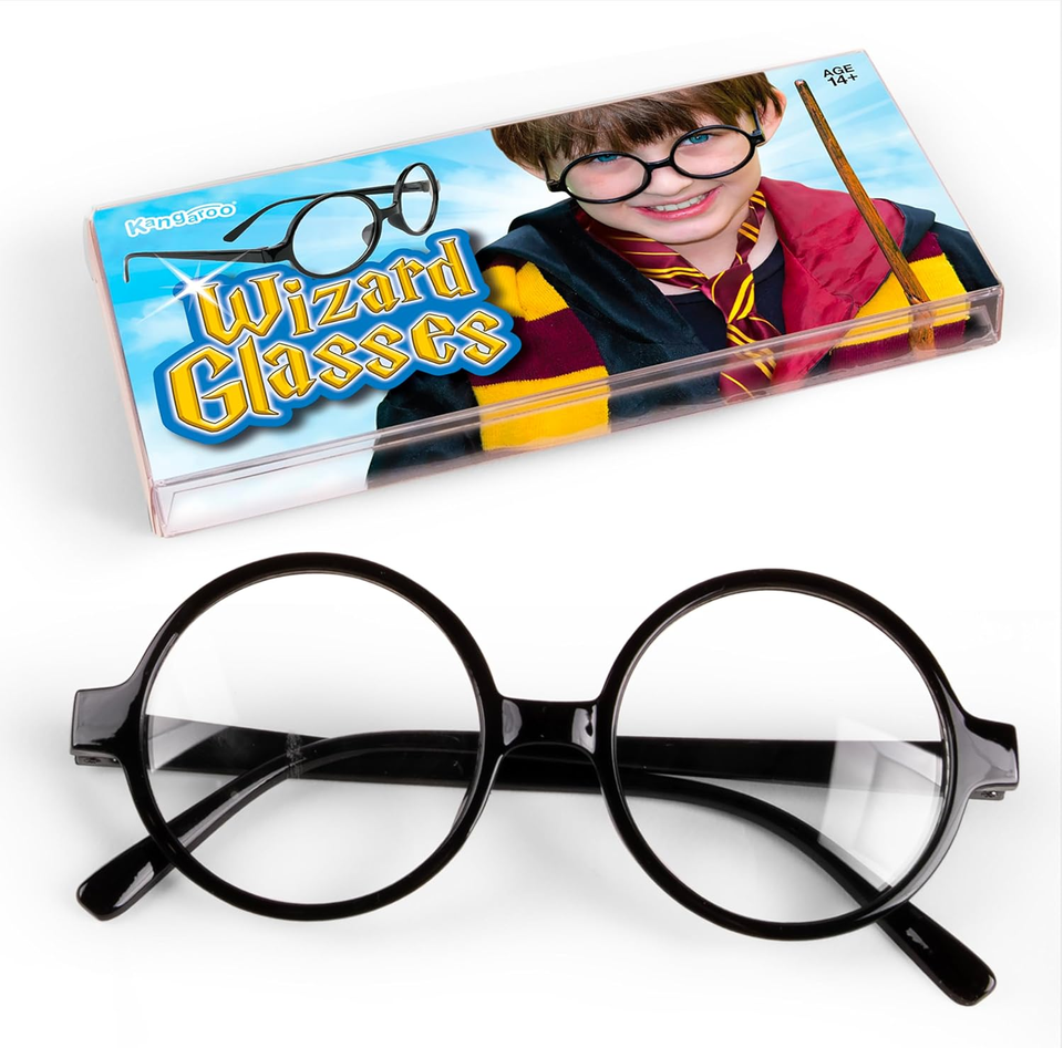 Kangaroo Wizard round Glasses for Kids – Pretend Glasses Black Circle ...