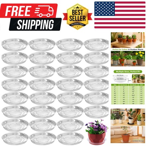 30 Packs 4 Inches Small Clear Plant Saucers for Indoor Outdoor Use ...