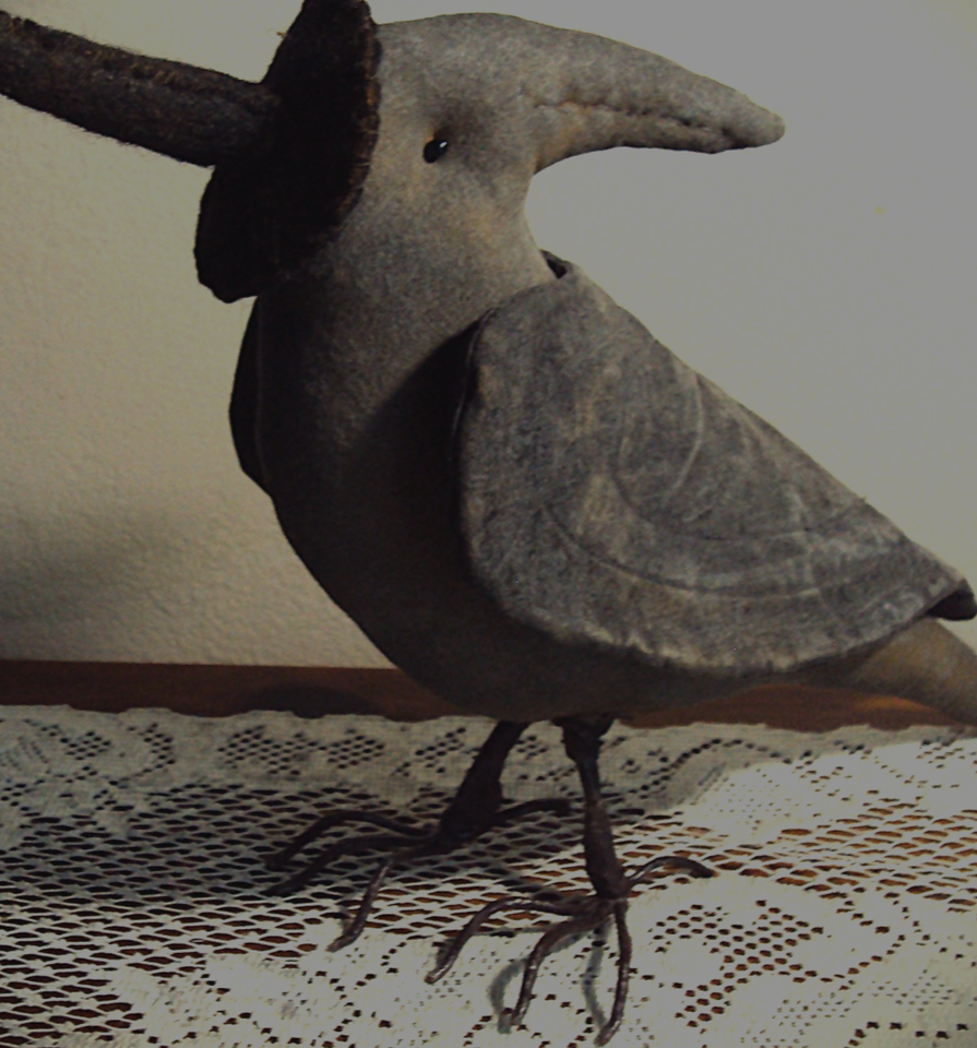 primitive folk art handmade black crow doll gothic raven farmhouse ...