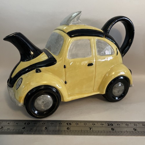 LATE 20th CENTURY YELLOW & BLACK CARLTON WARE VW BEETLE CAR TEAPOT HAND ...