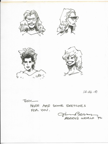 Jim Berry HAND SIGNED 8X11 DRAWN SKETCH ART Cartoonist Berry's World ...