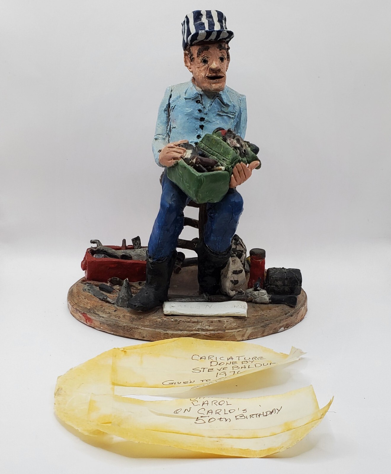 Clay Sculpture Statue Fisherman Fishing Chicago Artist Stephen Baldauf ...