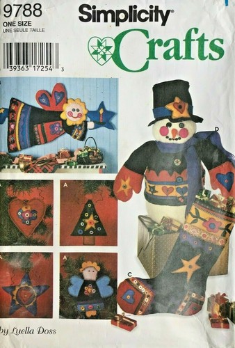 Simplicity Christmas Ornaments Angel, Stocking, Snowman 22" Pattern ...