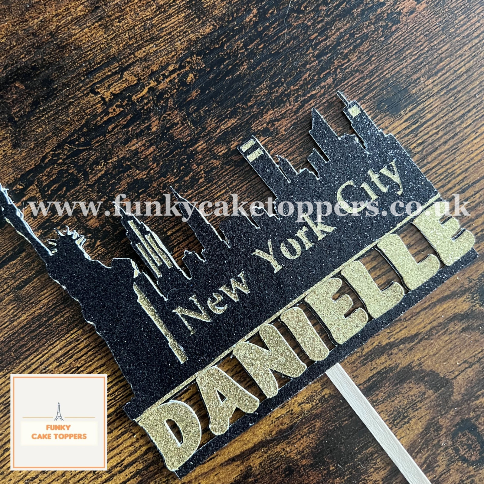 NEW YORK SKYLINE glitter birthday cake topper NY statue of liberty ...