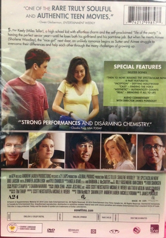 The Spectacular Now (DVD, 2014) New, Miles Teller, Shailene Woodley ...