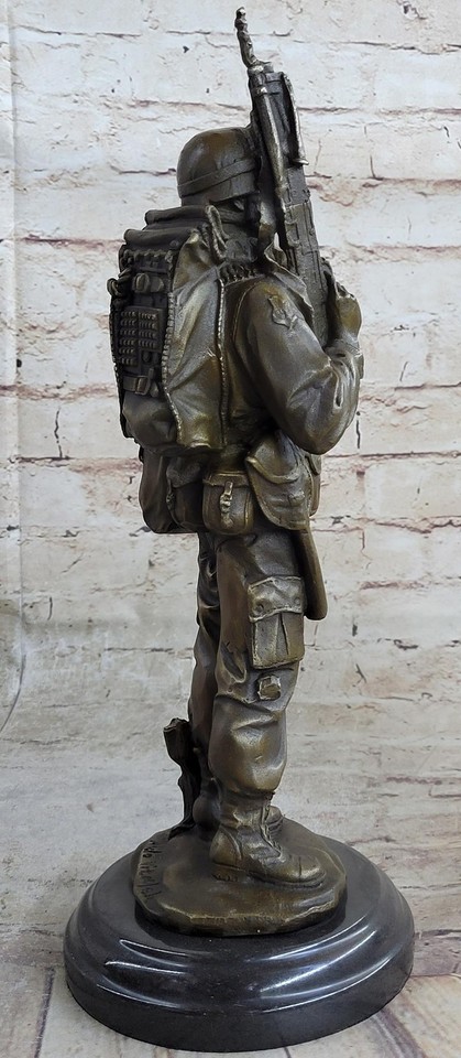 American GI Soldier Bronze Metal Memorial Sculpture Statue Figure on ...
