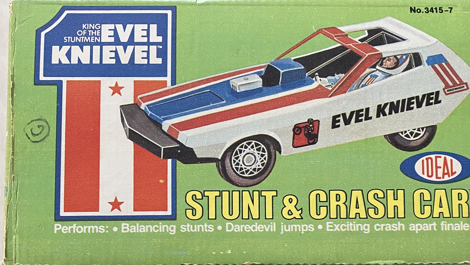 Vintage 1975 Ideal Evel Knievel Stunt & Crash Car Unopened Box | eBay UK