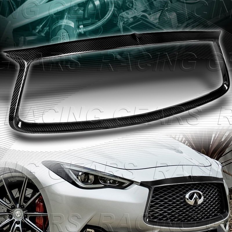 REAL CARBON FIBER FRONT GRILL OUTLINE TRIM COVER OVERLAY FIT 17-22 ...