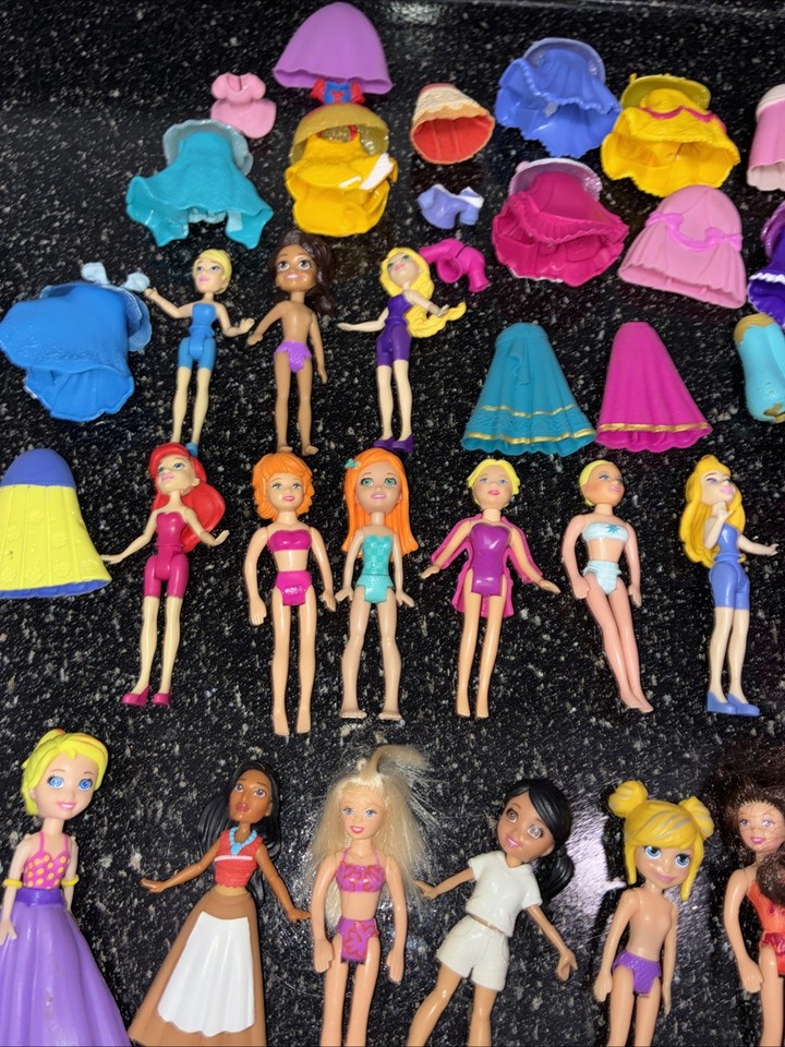 Disney Princess Magic Clip Dolls Dresses Magiclip & Polly Pocket Toy ...