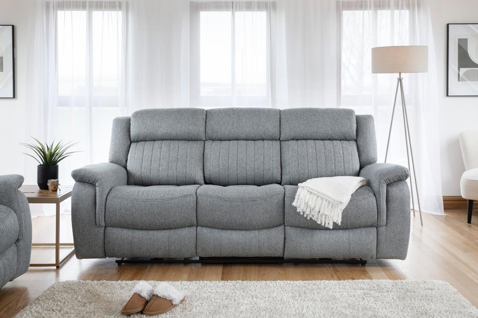 Linden | Grey Fabric Electric Recliner Sofa Set 3+2 Seater | Free ...