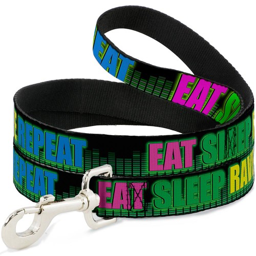 Dog Leash 6-FEET EAT SLEEP RAVE REPEAT Black/Multi Neon (US IMPORT ...