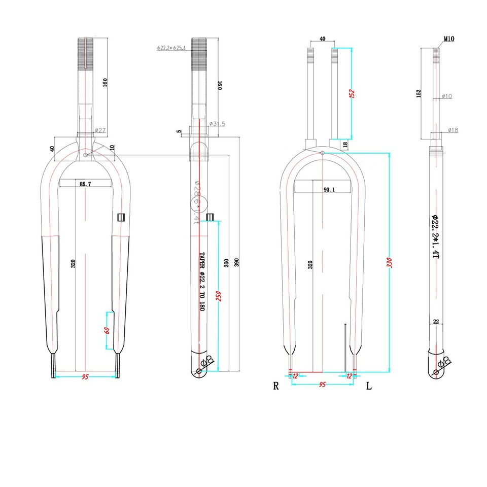 26" Springer Suspension Fork 1" Threaded,Chopper Bike Dual Spring ...