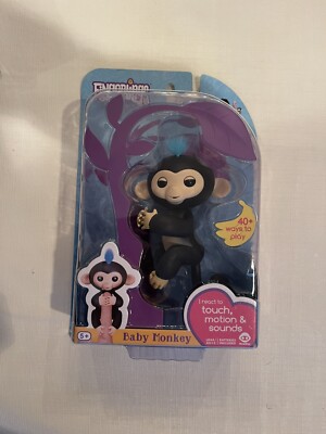 Fingerlings - Interactive Baby Monkey - Finn (Black with Blue Hair) By ...
