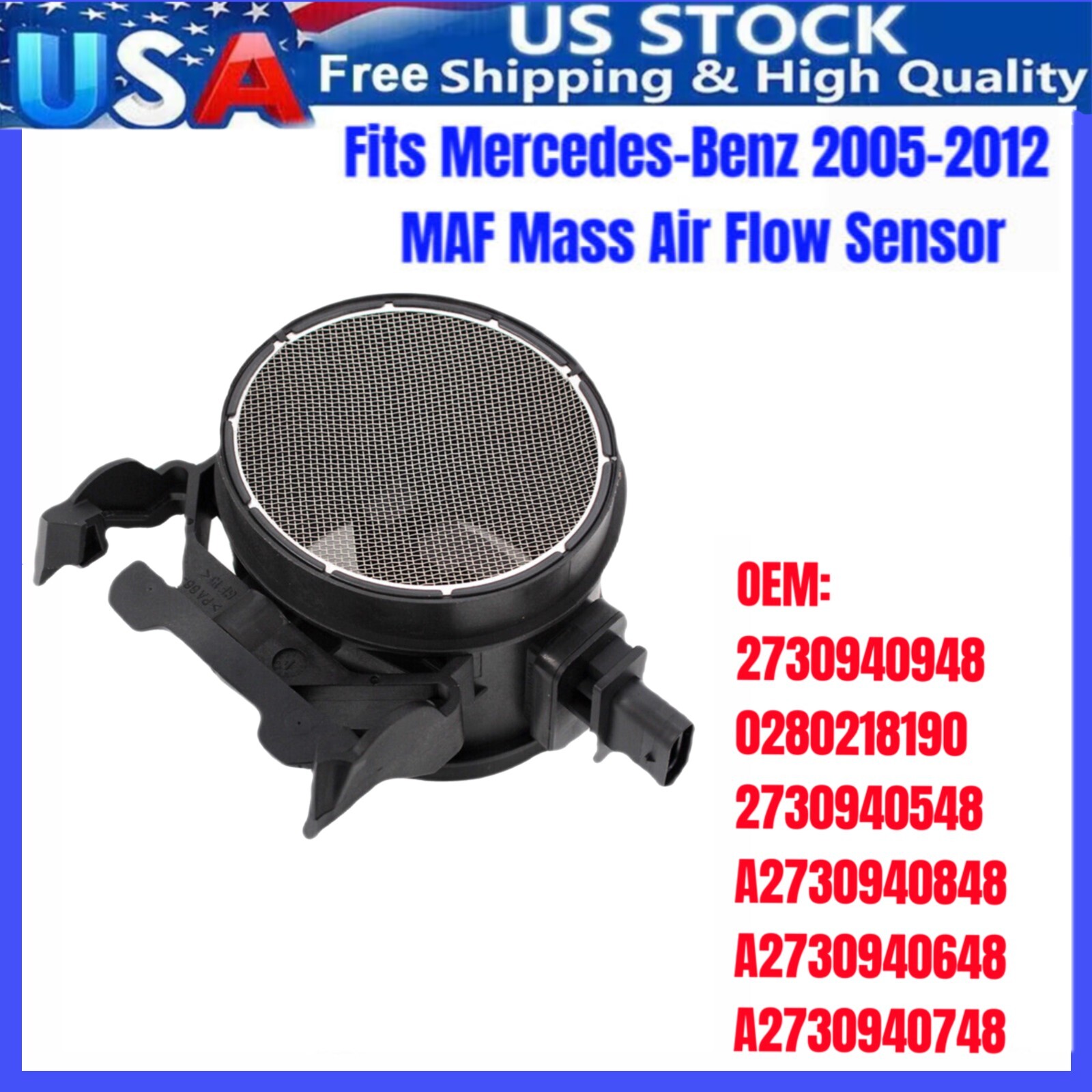Fits Mercedes-Benz 2005-2012 MAF Mass Air Flow Sensor 2730940948 ...