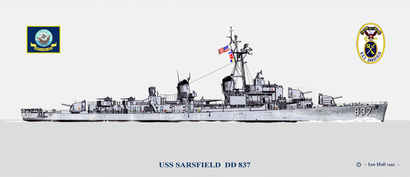 USS Sarsfield in 50s DD-837 Ship Print US Navy | eBay