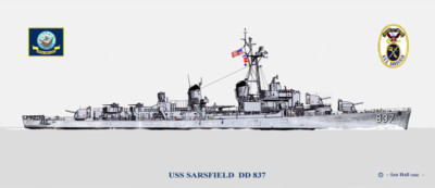 USS Sarsfield in 50s DD-837 Ship Print US Navy | eBay