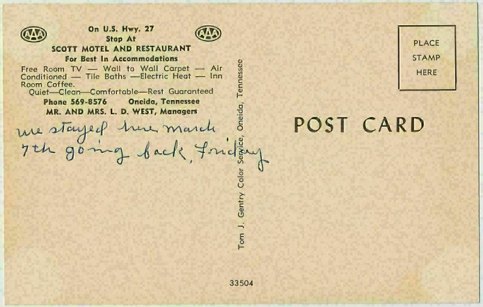 Scott Motel, US Route 27, Oneida, Tennessee | eBay