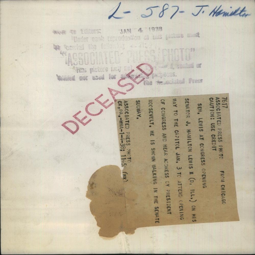 1938 Press Photo James Hamilton Lewis Senator pres Roosevelt attend ...