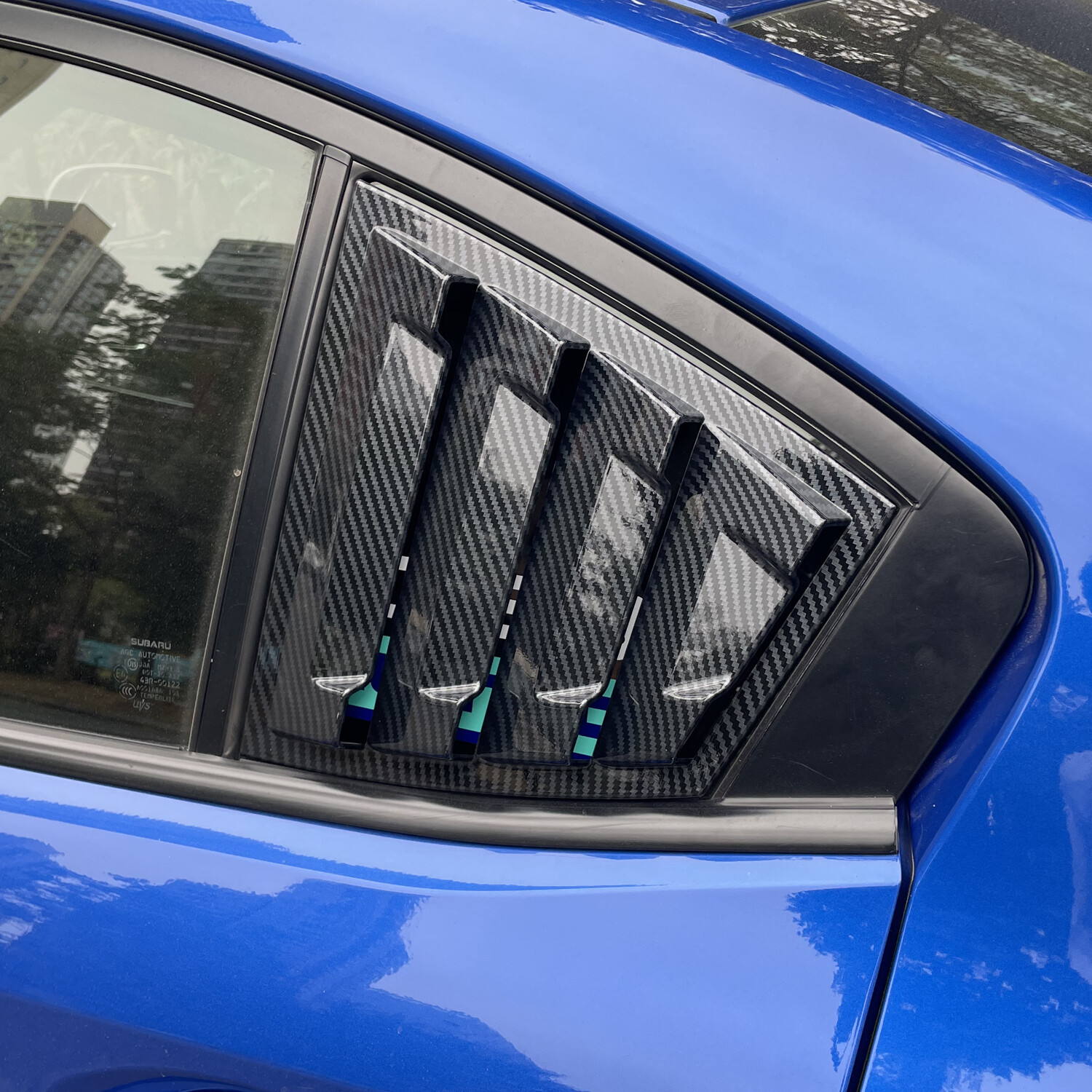 For Subaru WRX STi 2015-2020 Carbon Fiber Look Rear Window Louvers ...