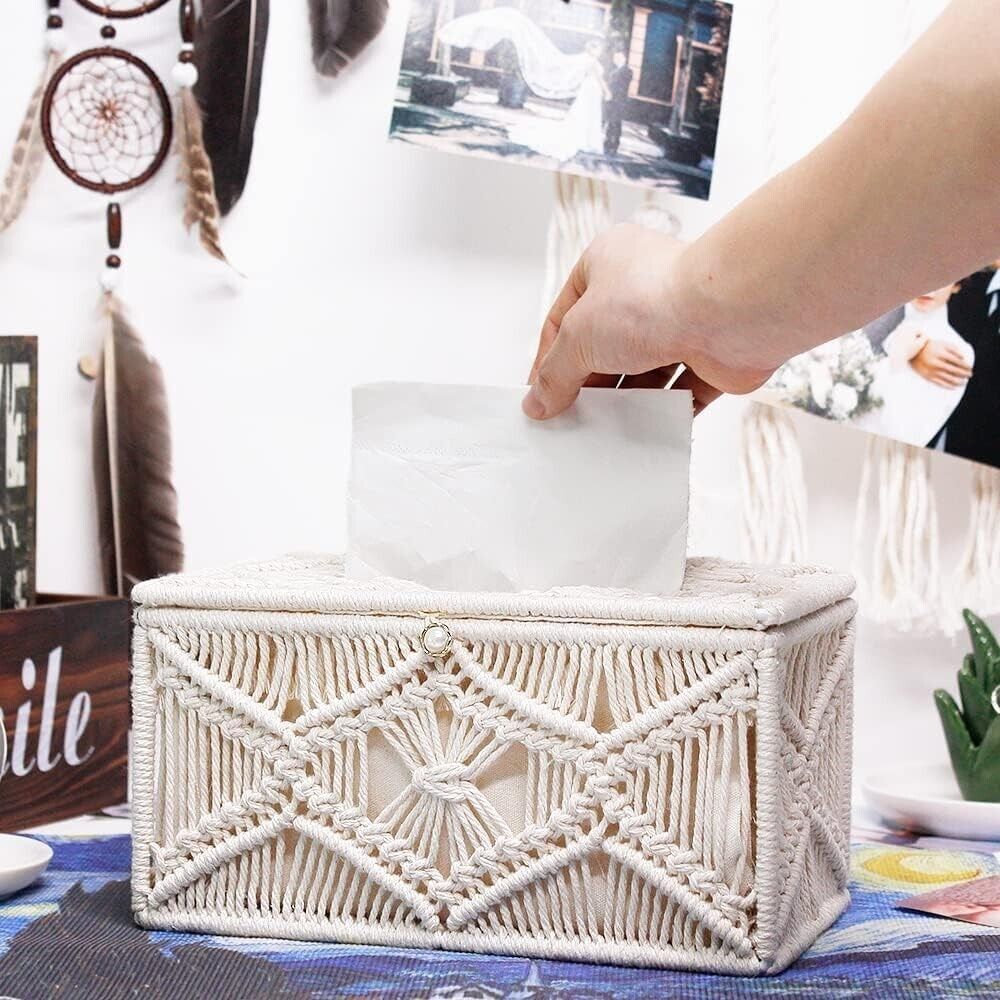 Macrame Tissue Box Holder | eBay