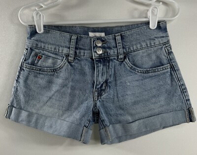 NWT Hudson Womens RUBY Mid Thigh Rolled Shorts Light Blue Denim Size 26 ...
