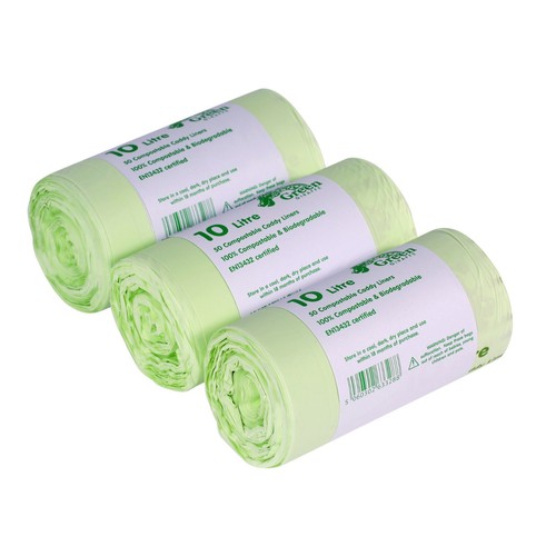 150x 10 Litre Compostable Caddy Liners for Food Waste/Caddy Bags - 10L ...