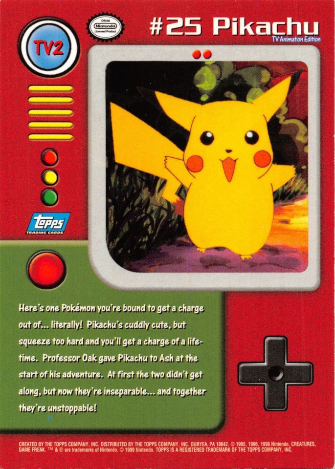 PIKACHU #25 TV2 - Blue Logo - Non-Holo - TOPPS POLEMON CARD - NM/LP | eBay