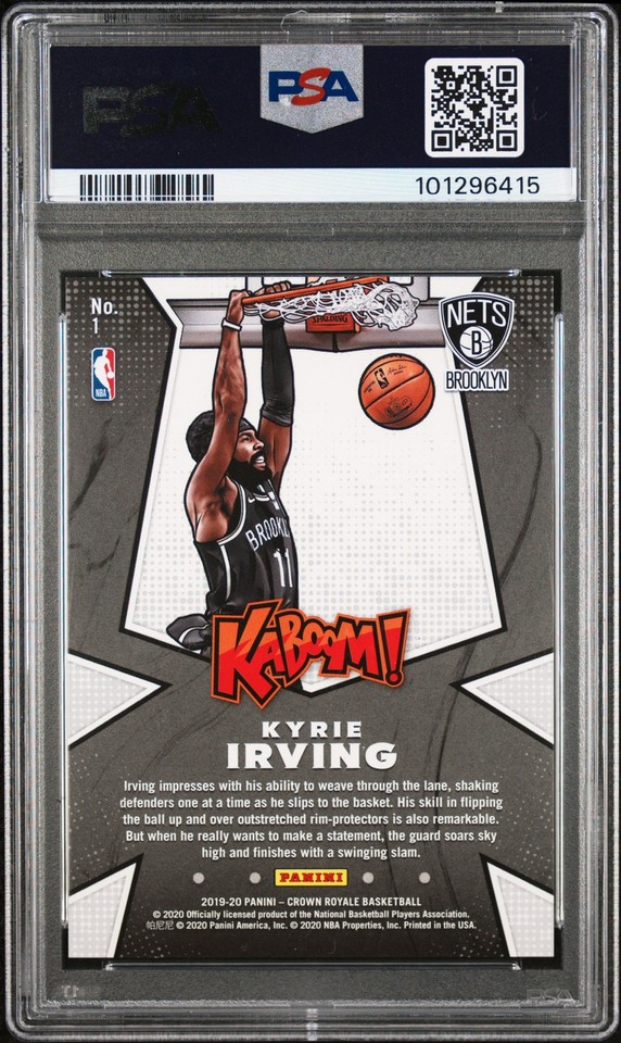 2019 PANINI CROWN ROYALE KABOOM! #1 KYRIE IRVING PSA 9 AUTO AUTHENTIC ...