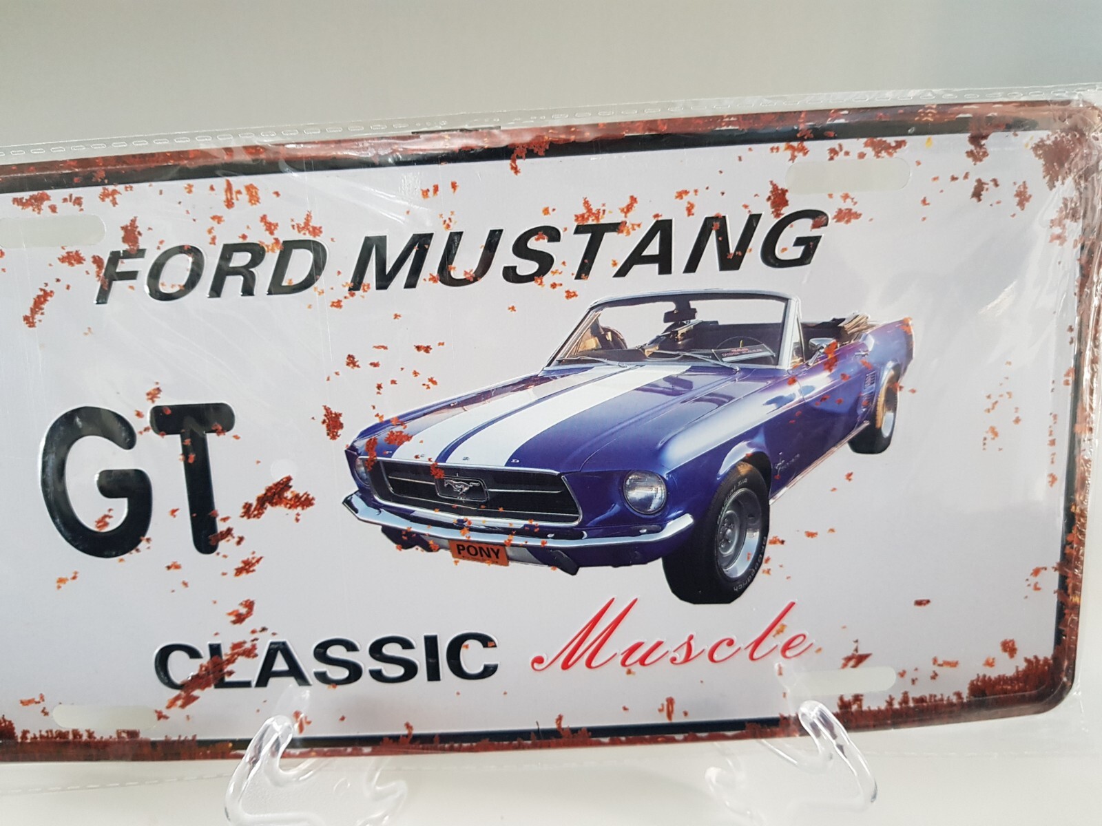 FORD MUSRANG CUSTOM GT AUSSIE MUSCLE CAR TIN LICENCE PLATE BAR MAN SHED ...