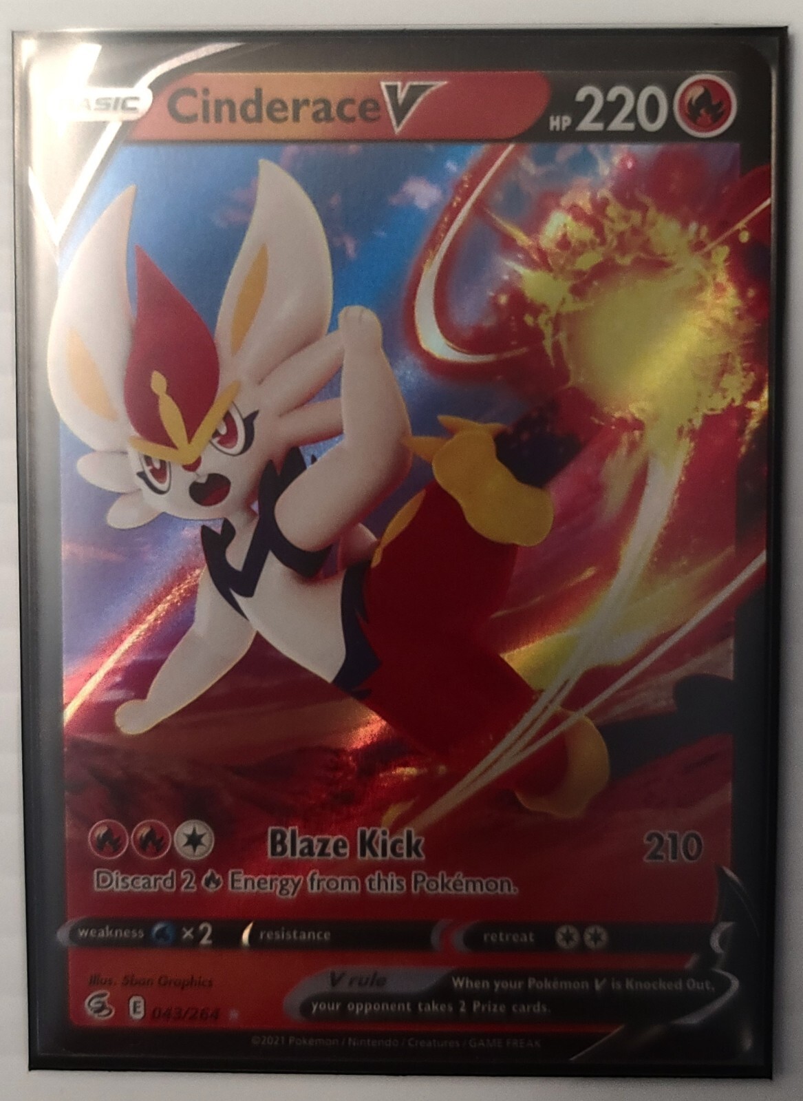 Pokémon Cinderace V HP220 Full Art Holo Rare 043264 Fusion Strike 2021 ...