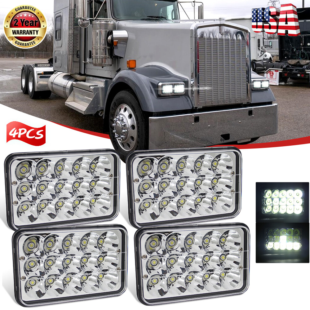 4x6'' LED Headlights for Kenworth T800 T400 T600 W900B W900L Classic ...