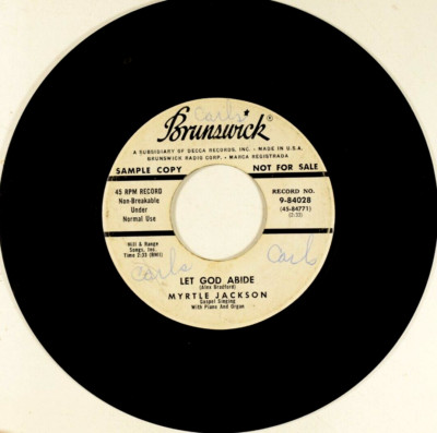 Myrtle Jackson - Brunswick Promo 45 RPM - Let God Abide T2 | eBay