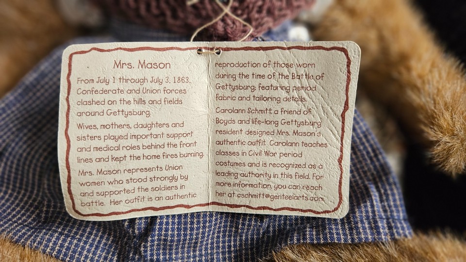 Boyds Bears “Mrs Mason” Civil War Edition 14" Teddy Bear – Retired ...