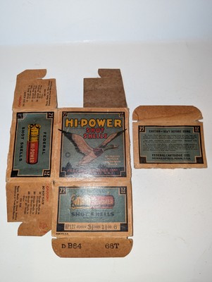 VTG Federal Hi-Power Shot Gun Shells 12 GA Empty Box "Flat" Mallard ...