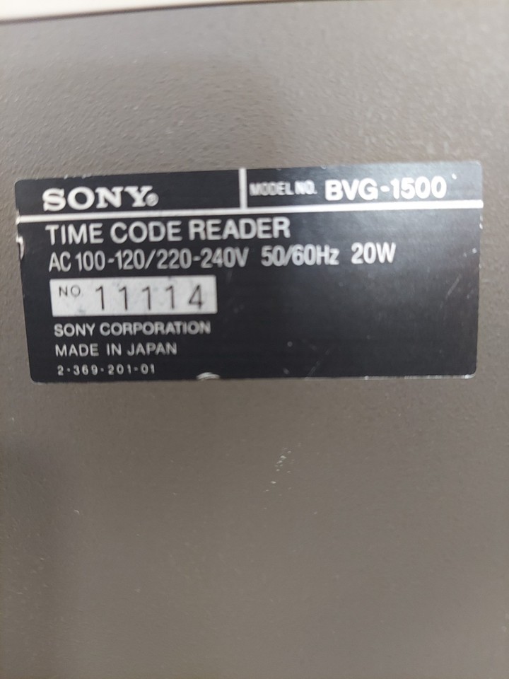 Sony BVG-1500 Rack Mounted Time Code Generator | eBay