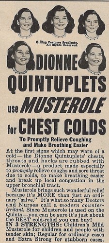 Dionne Quintuplets Use Musterole Vintage Print Ad 1943 Chest Colds ...