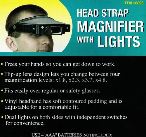 Head Strap Band Dual MAGNIFIER JEWELERS Visor Magnifying 1.8x 2.3x 3.7x ...