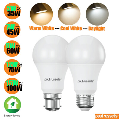 LED Bulbs E27 ES B22 BC GLS Light Cool Day Warm White Lamps 5W 7W 9W ...