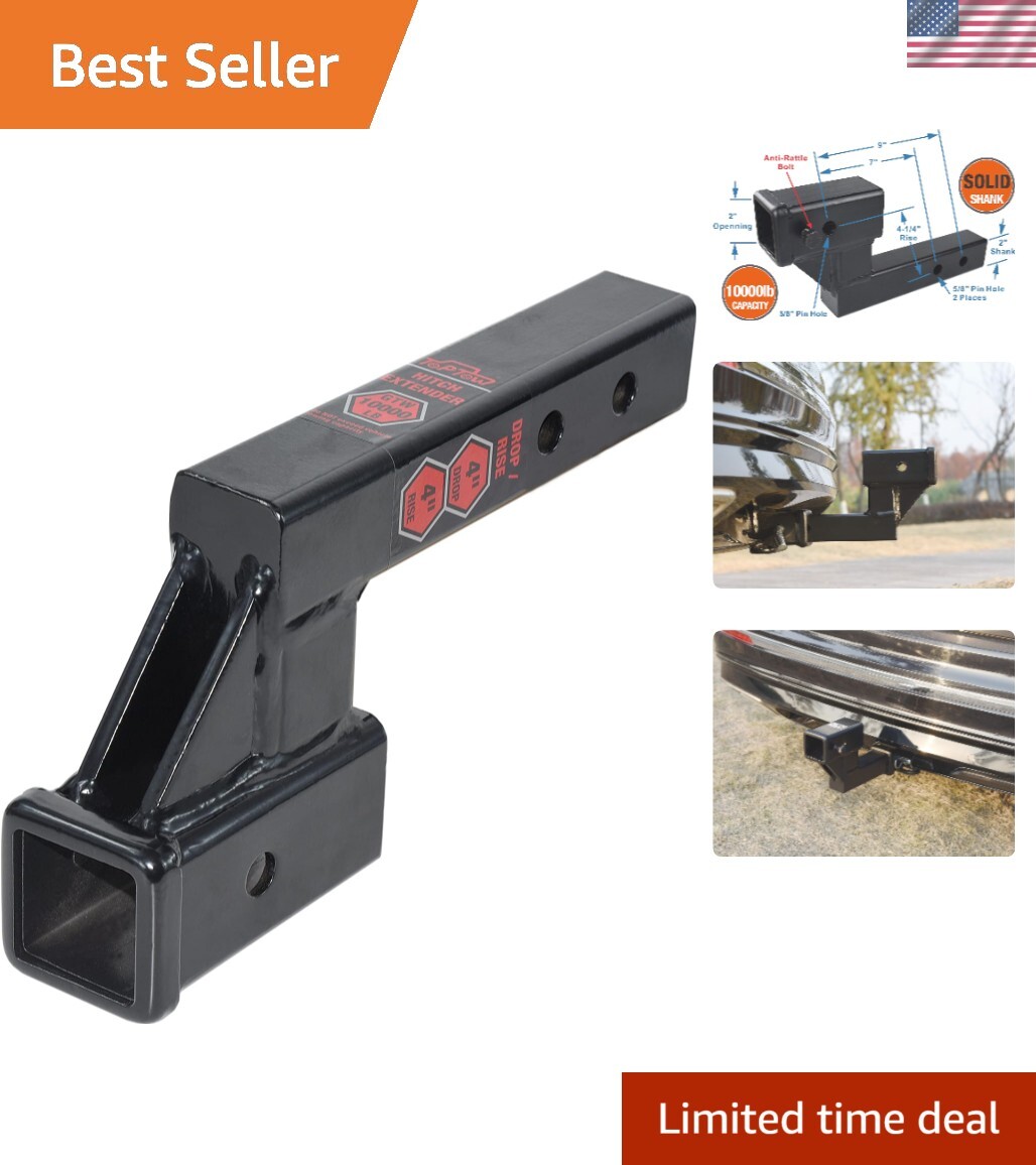 Adjustable 2-Inch Hitch Extension Riser with 4.25" Rise/Drop - 10 ...
