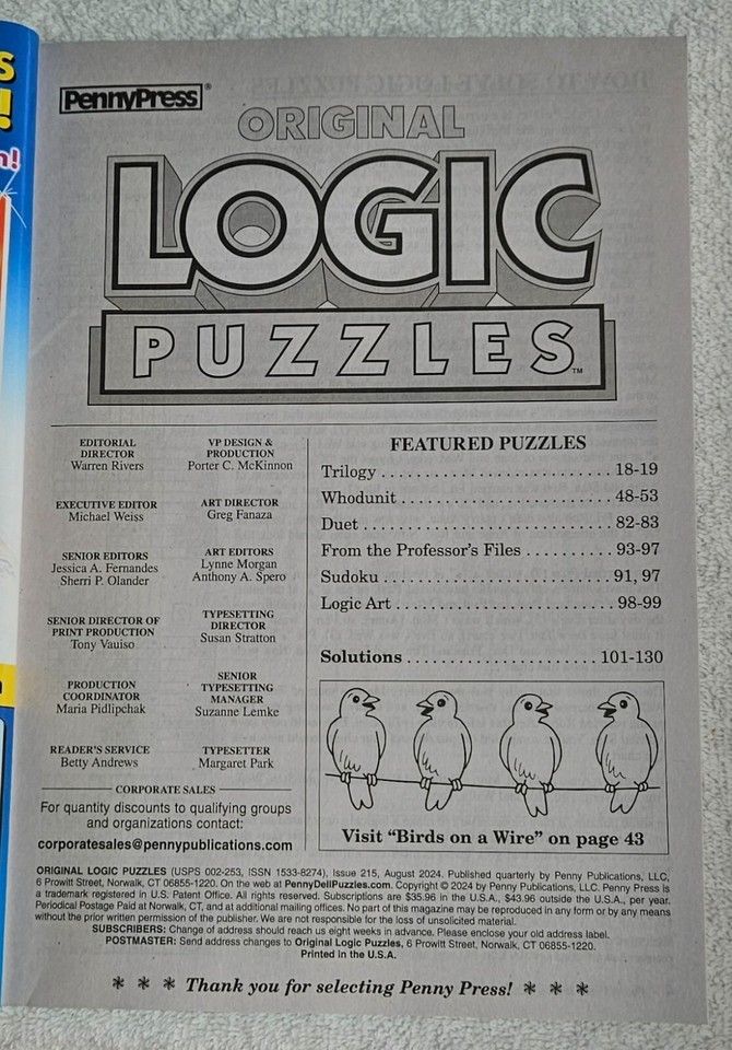 Lot 3 Penny Press Dell Logic Problems Puzzles Special Collectors ...