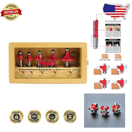 Versatile 5-Piece Round Over and Beading Router Bit Set for Enhanced ...