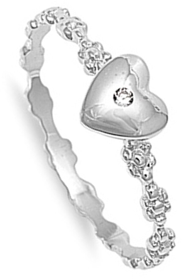 Sterling Silver Womans Clear CZ Infinity Heart Ring Promise Band 6mm ...