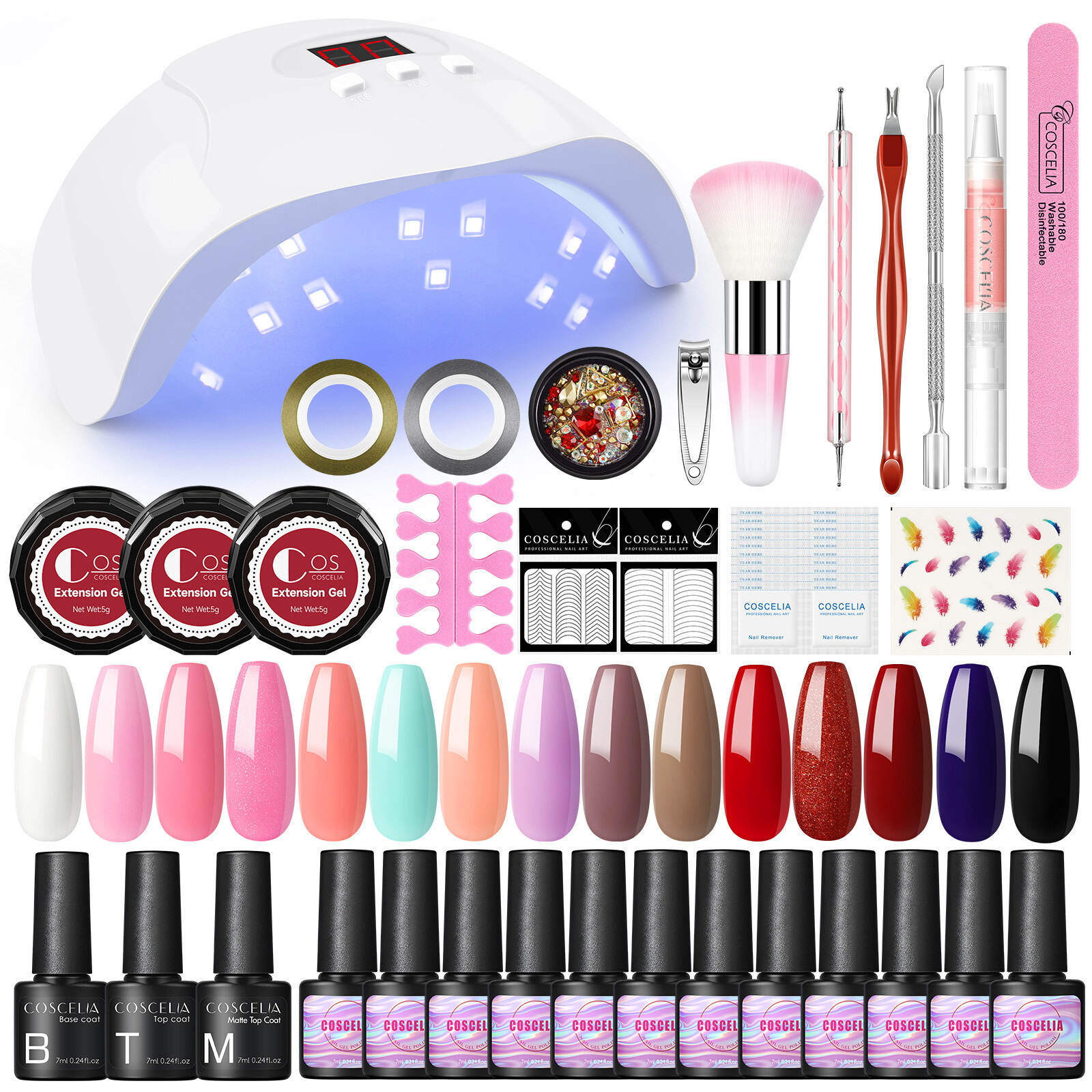 Gel Nail Polish Kit 54W UV LED Nail Lamp Manicure Tools Nail Salon Set ...