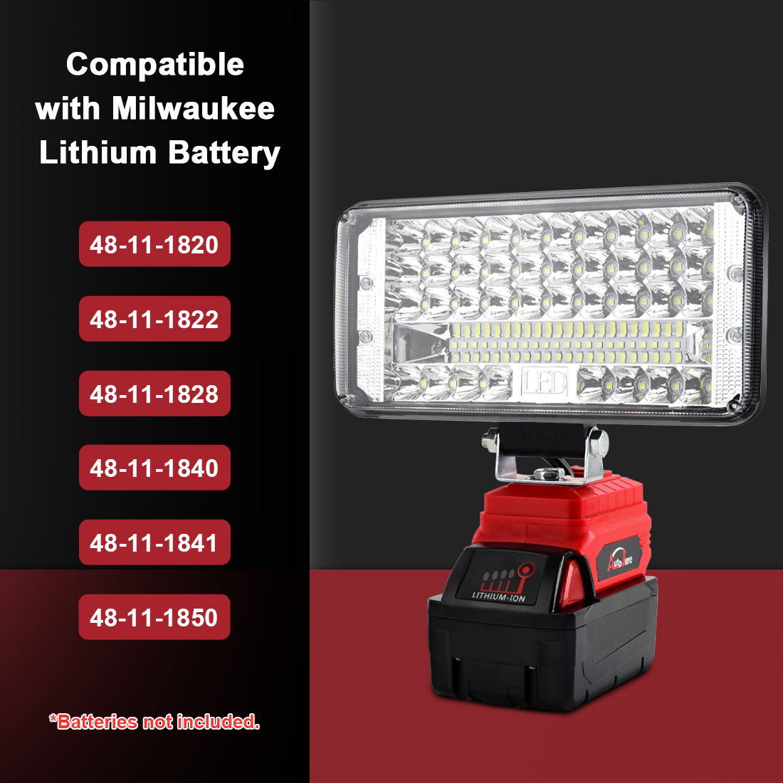 60W Cordless LED Work Light Battery Light Flood Light for Milwaukee M18 ...