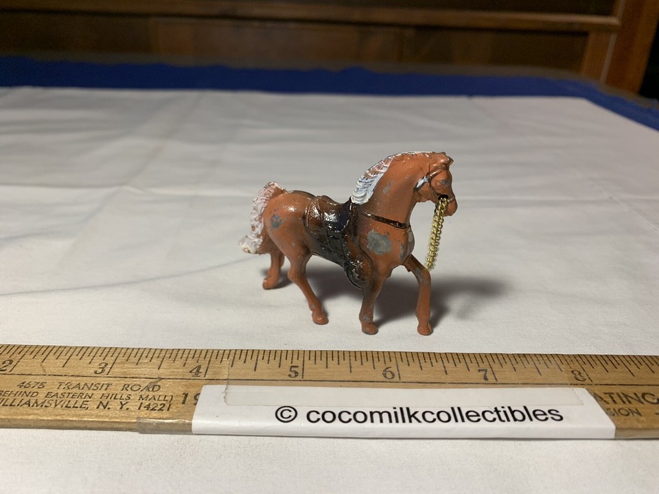 Vintage Toy Metal Horse Hand Painted Western Style Saddle Chain Bridle ...