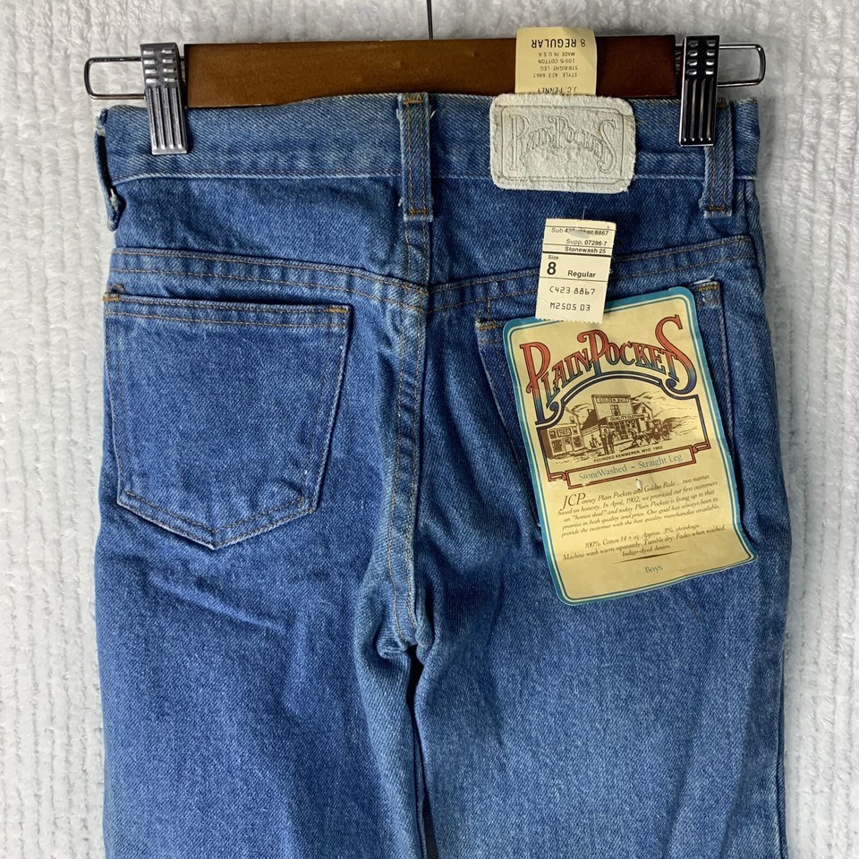 Vtg JC Penny Plain Pockets Boys SZ 8 Regular Straight Leg Jeans Made In ...