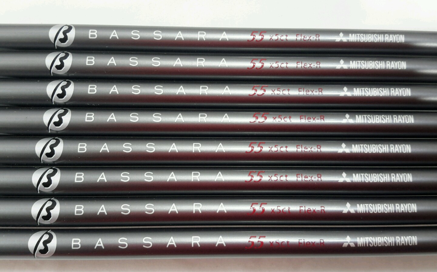 MITSUBISHI RAYON BASSARA 55 REGULAR FLEX GRAPHITE IRON SHAFTS SET 355 ...